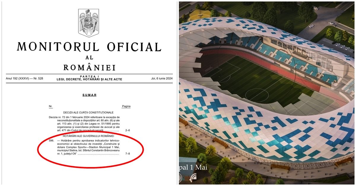 Hotărârea pentru noul stadion din Slatina, publicată în Monitorul Oficial. Candidatul PNL se dă ...